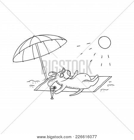 Cartoon Beach Black And White