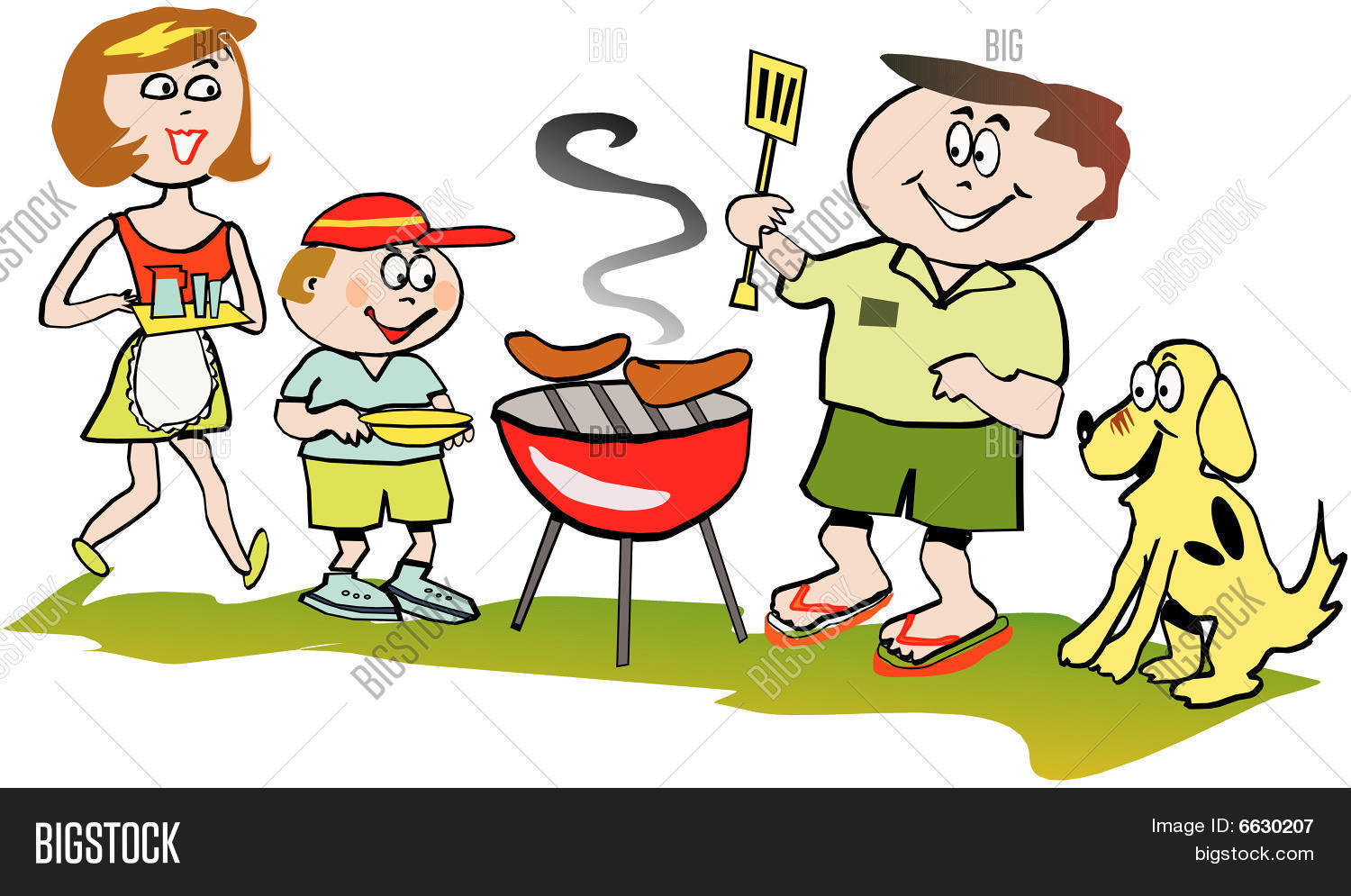 Family Barbecue Cartoon Vector & Photo | Bigstock