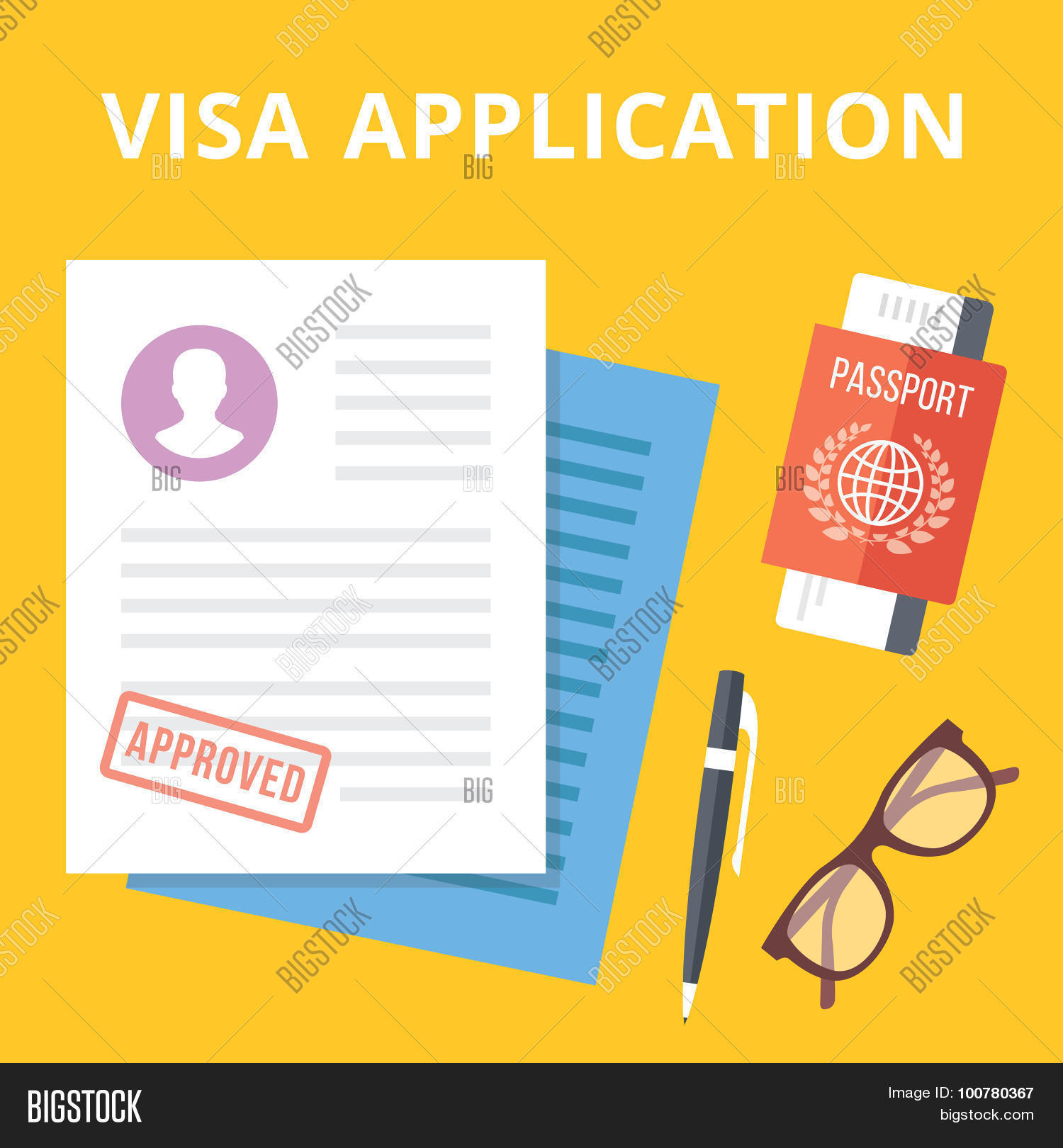 Visa Application Flat Vector & Photo (Free Trial) | Bigstock