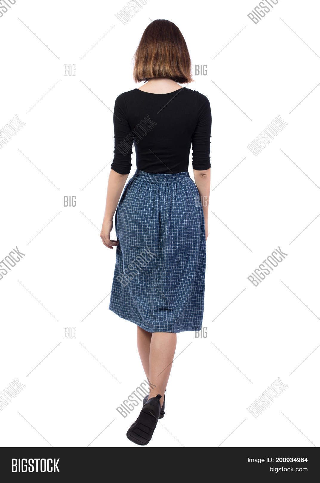 Woman Walking Away White Background