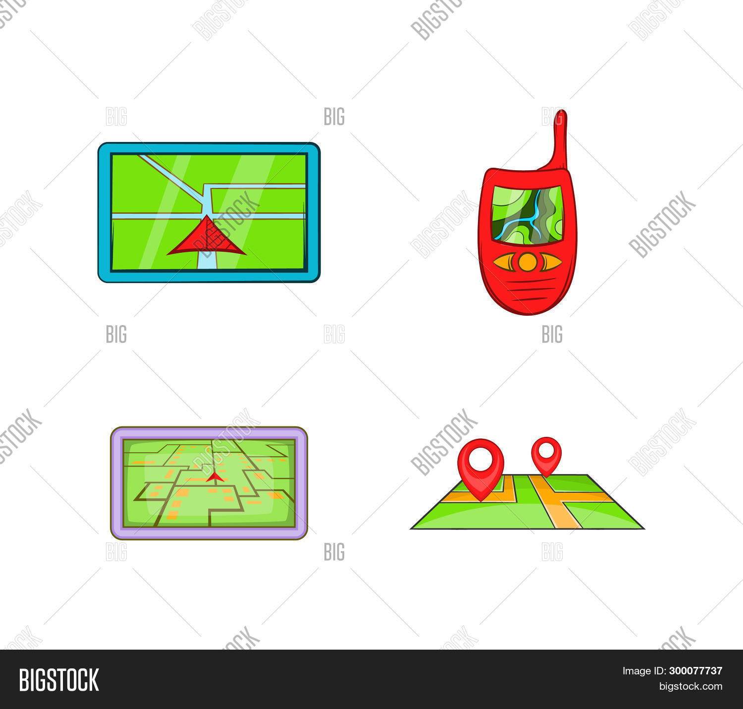 Gps Icon Set. Cartoon Image & Photo (Free Trial) | Bigstock