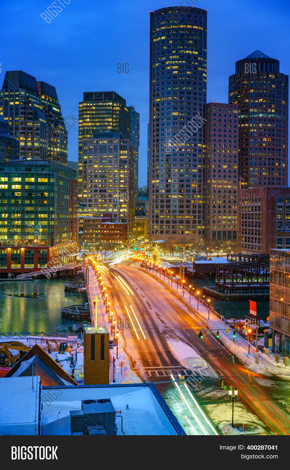 Boston At Night Winter