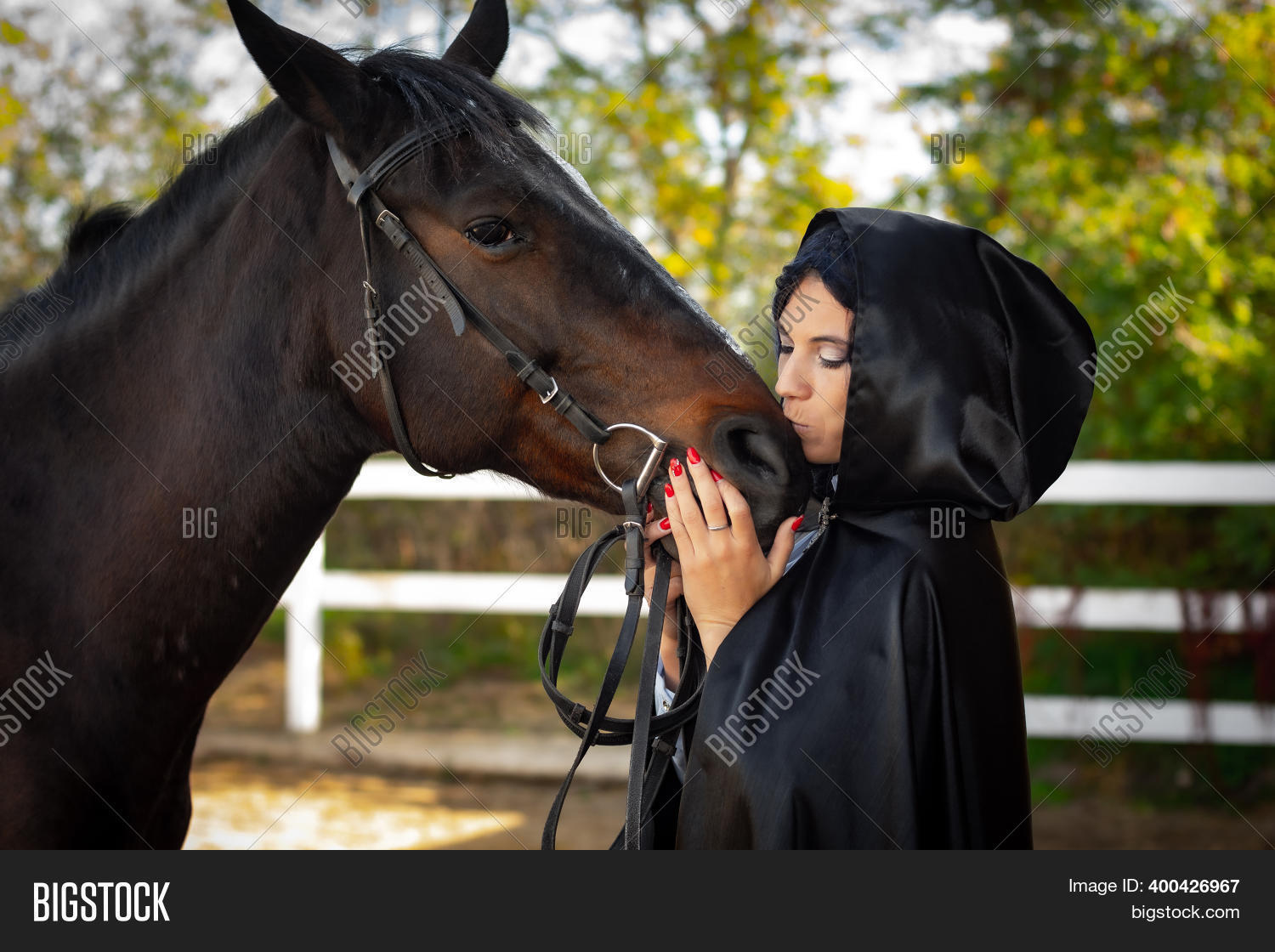 Girl Black Cloak Hugs Image And Photo Free Trial Bigstock