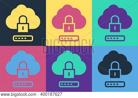 Pop Art Cloud Computing Lock Icon Isolated On Color Background ...
