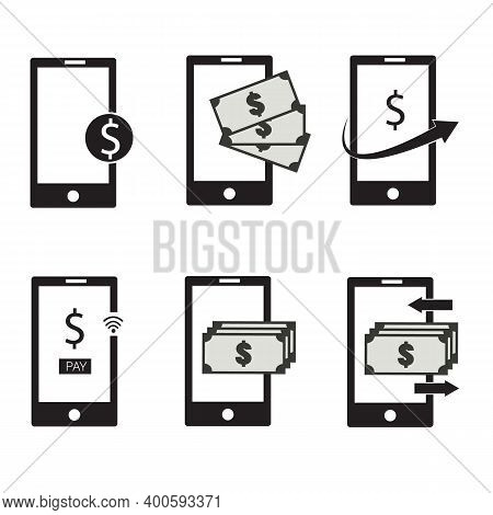 Mobile Money Icon Set Vector & Photo (Free Trial) | Bigstock