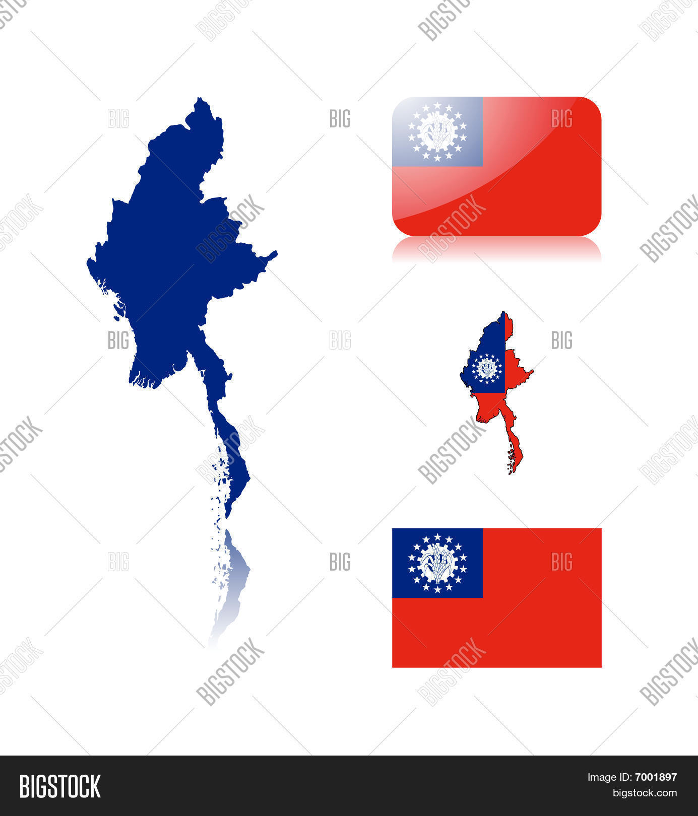 Burmese Map Flags Vector & Photo (Free Trial) | Bigstock