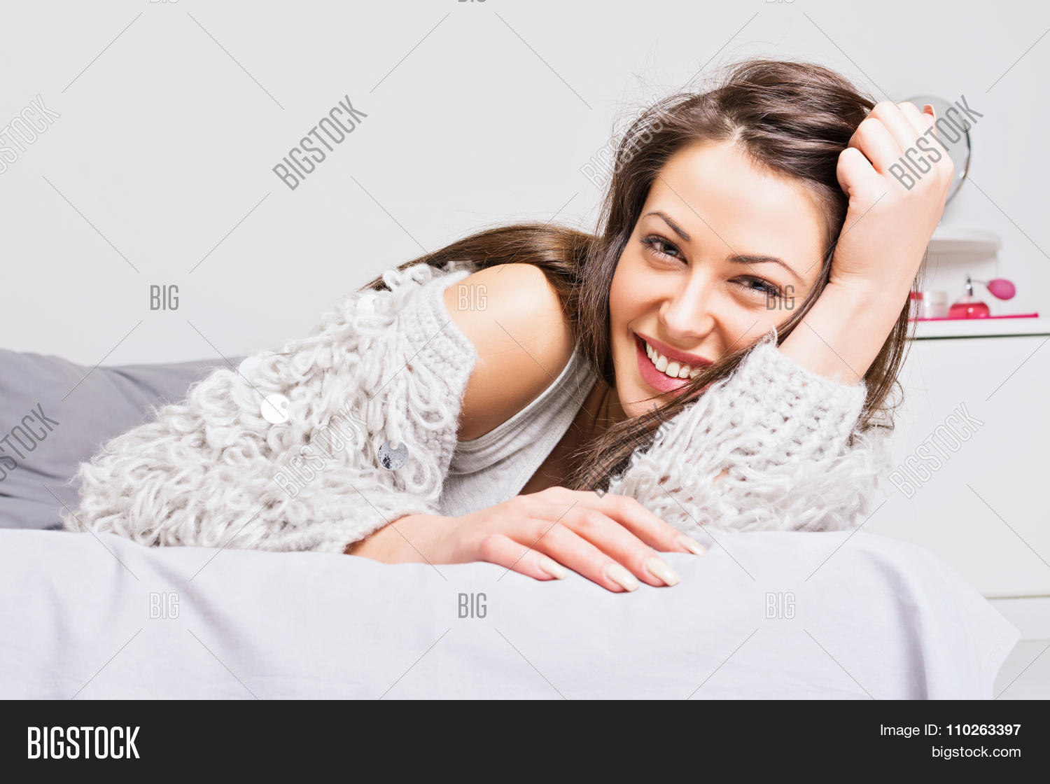 Happy Young Woman Bed Image & Photo (Free Trial) | Bigstock