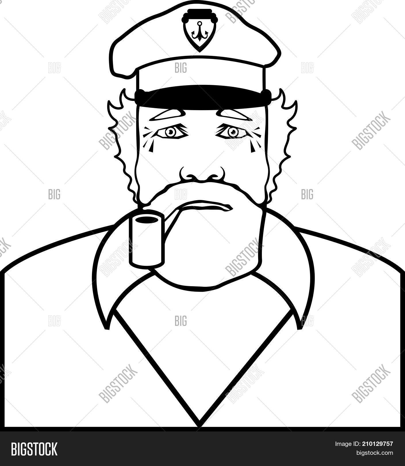 Captain Outline Black Vector & Photo (Free Trial) | Bigstock