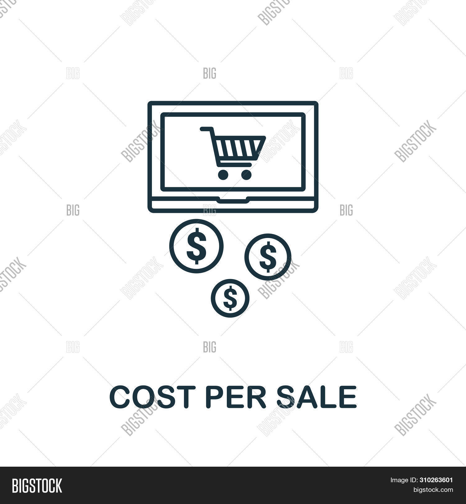 Cost Per Sale Outline Image & Photo (Free Trial) | Bigstock