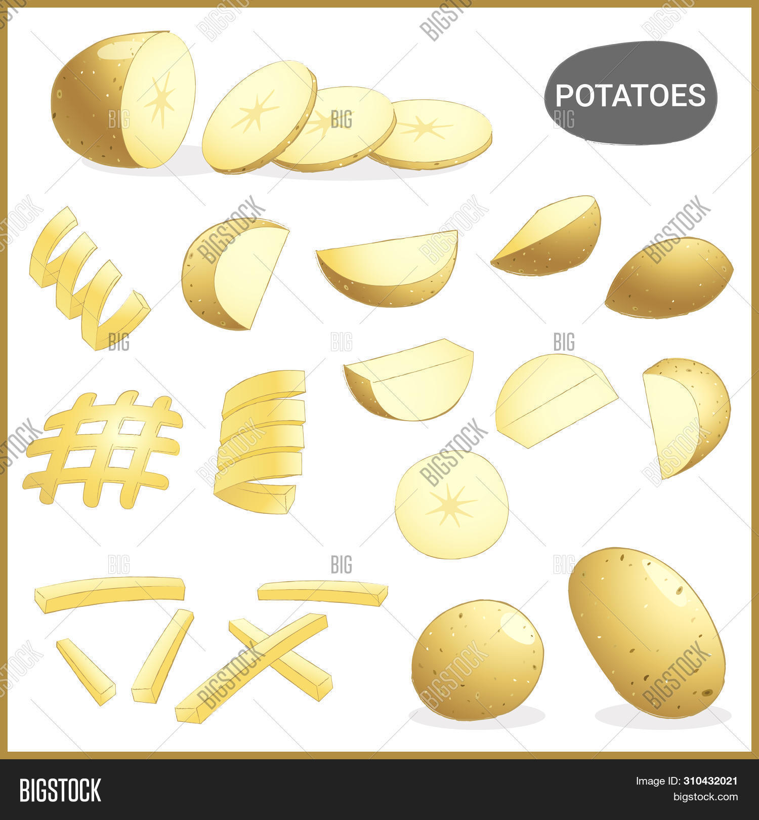 Set Fresh Potatoes Vector & Photo (Free Trial) | Bigstock