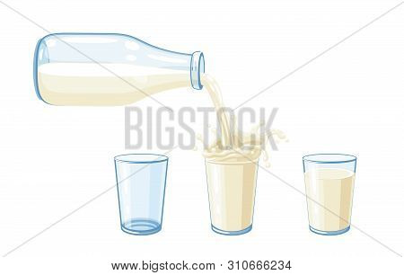 Milk Flows Out Bottle Vector & Photo (Free Trial) | Bigstock