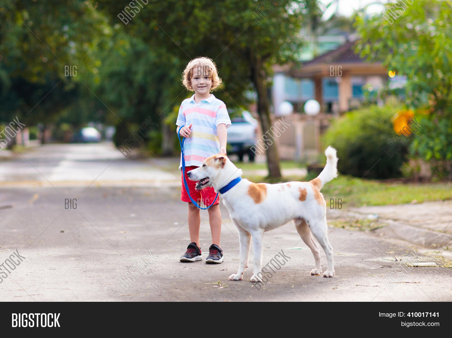 Child Walking Dog. Image & Photo (Free Trial) | Bigstock