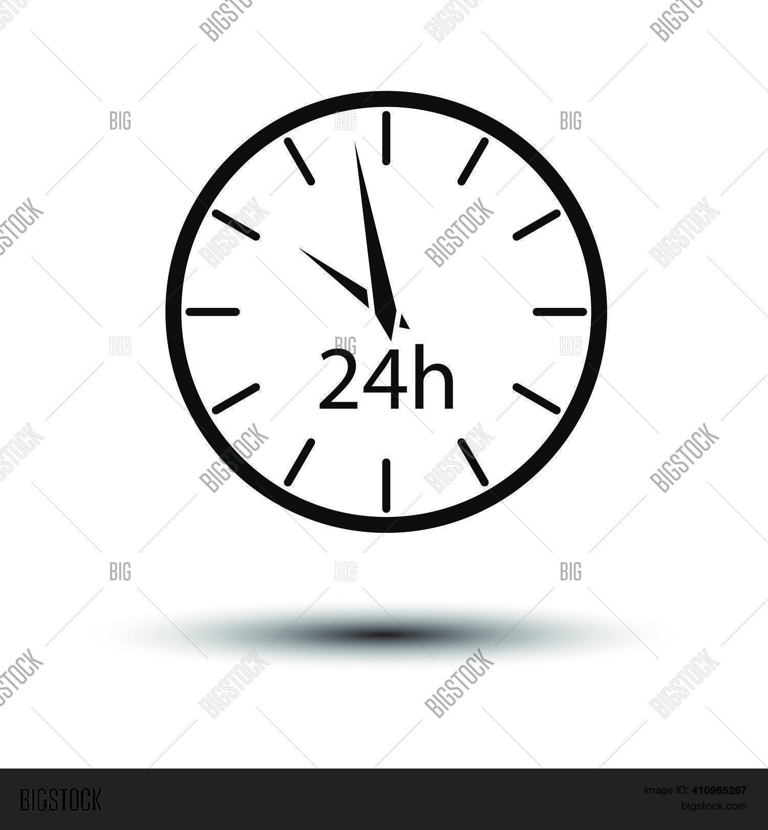 24 Hours Clock Icon. Vector & Photo (Free Trial) | Bigstock