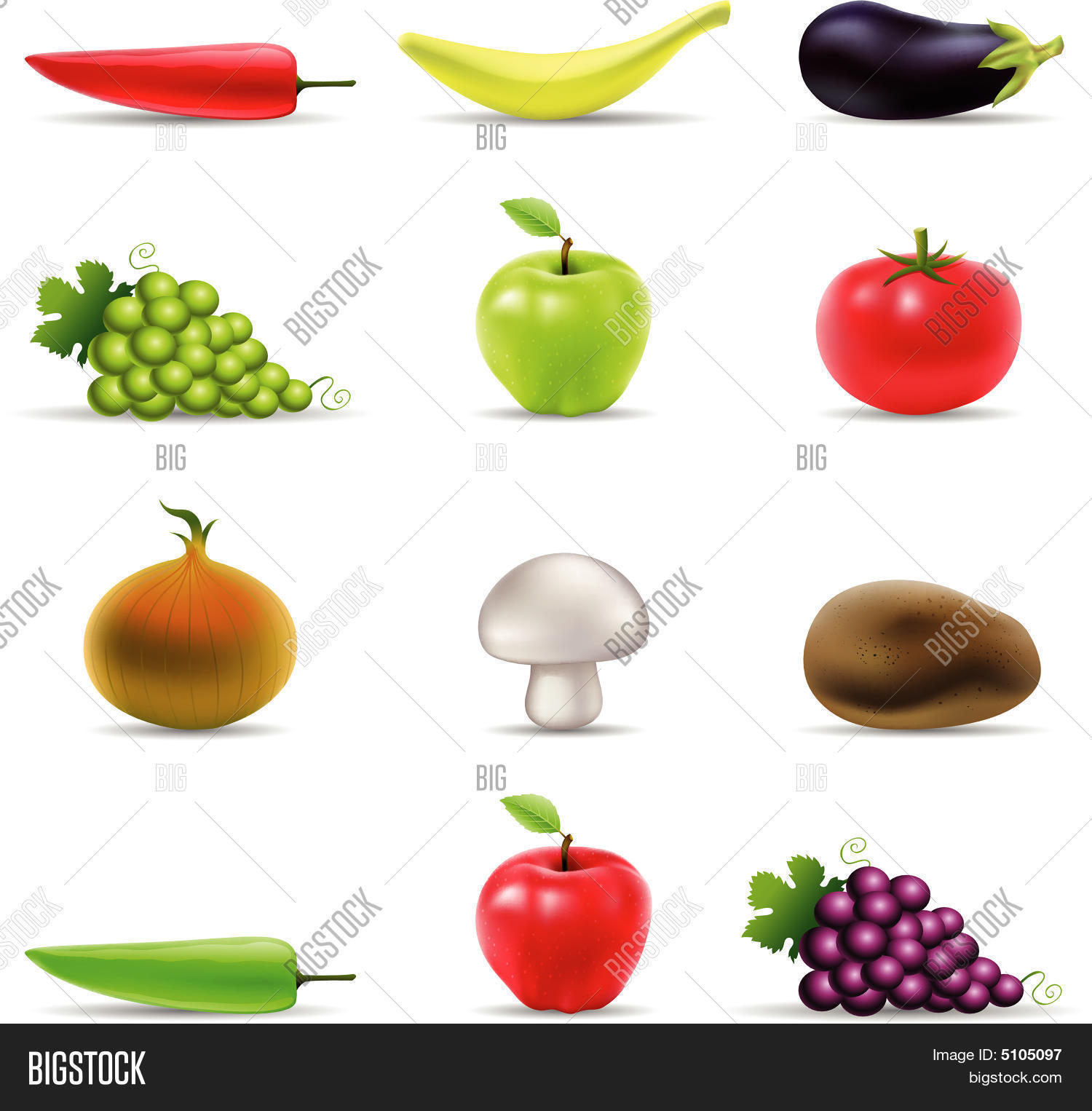 3D Fruit Vegetables Vector & Photo (Free Trial) | Bigstock