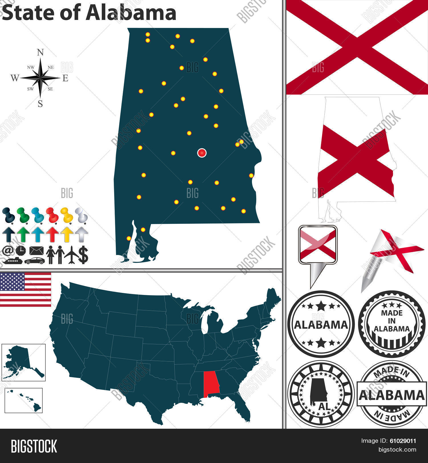 Map State Alabama, Vector & Photo (Free Trial) | Bigstock