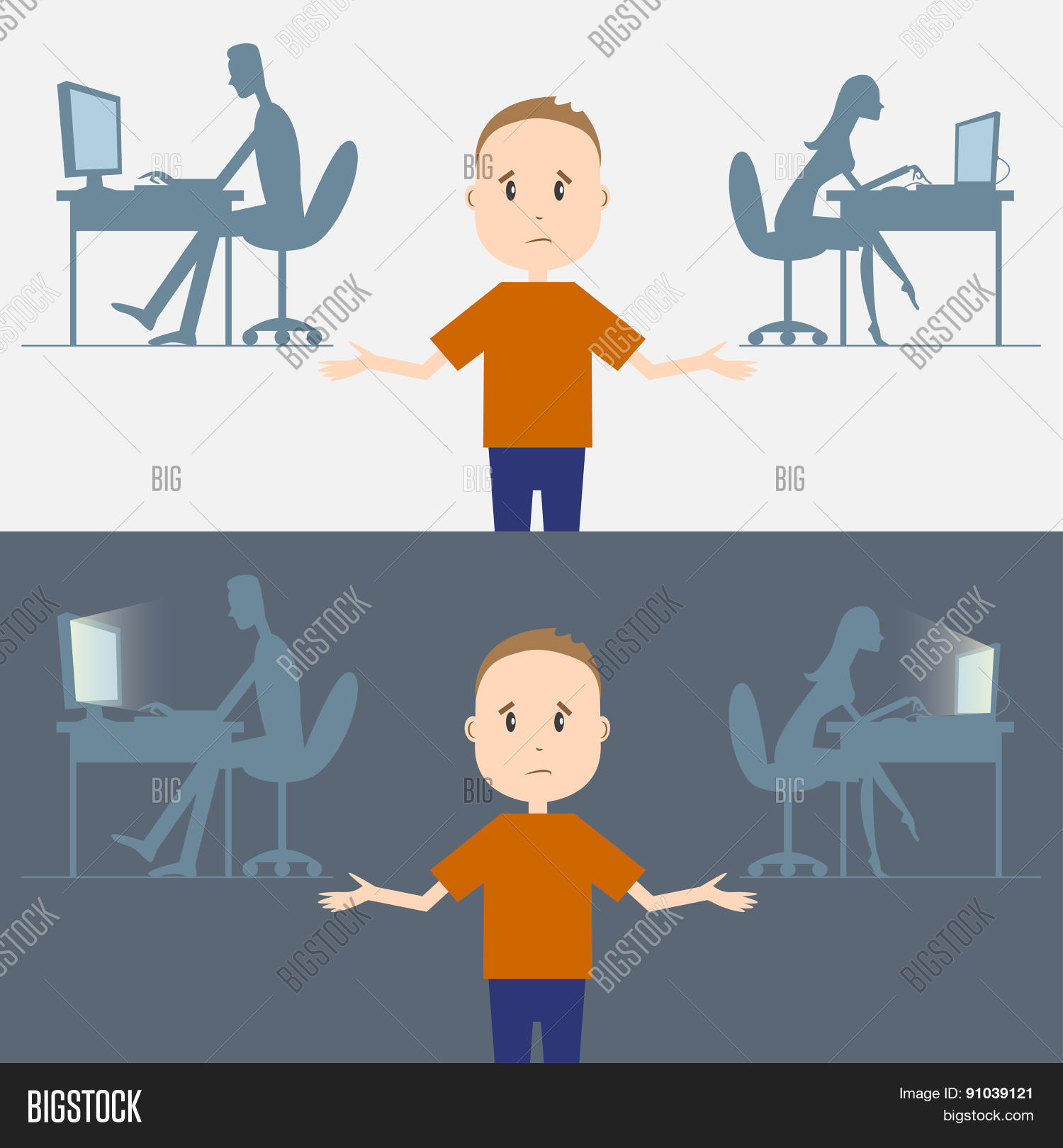 Computer Addiction Vector & Photo (Free Trial) | Bigstock
