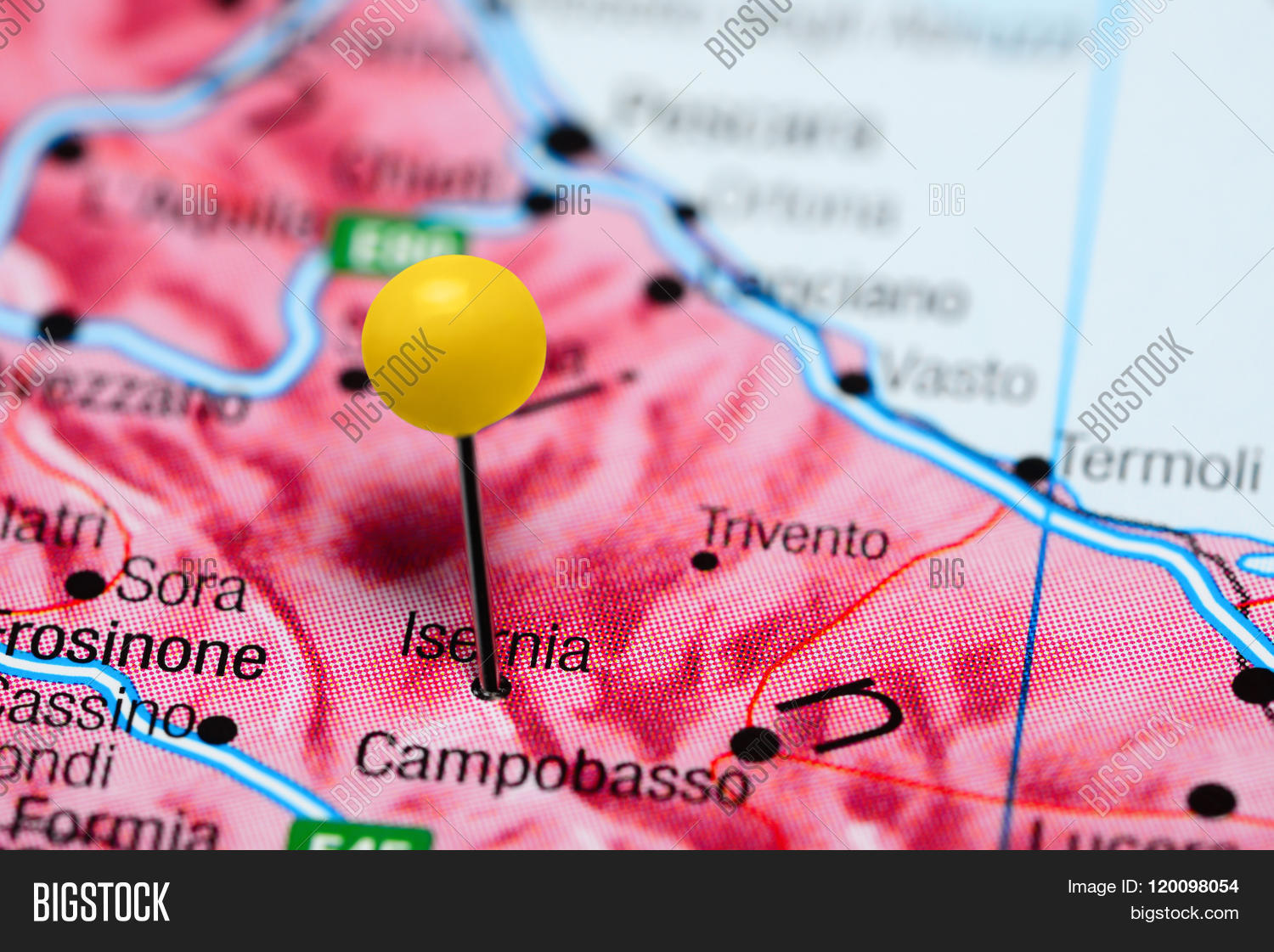 Isernia Pinned On Map Image & Photo (Free Trial) | Bigstock