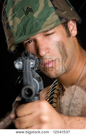 Army Man Pointing Gun Image & Photo (Free Trial) | Bigstock