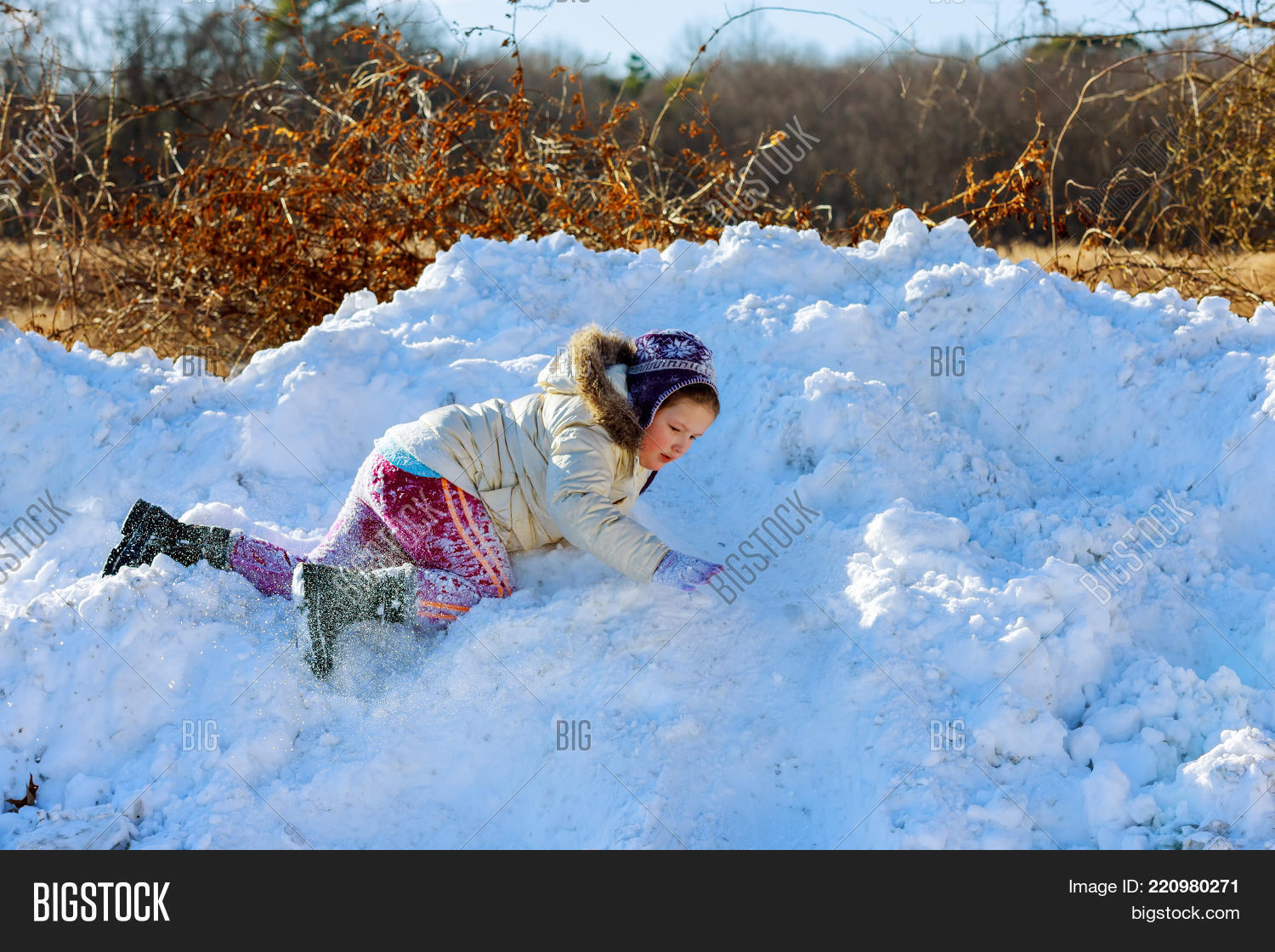 Happy Kid Playing Snow Image & Photo (Free Trial) | Bigstock