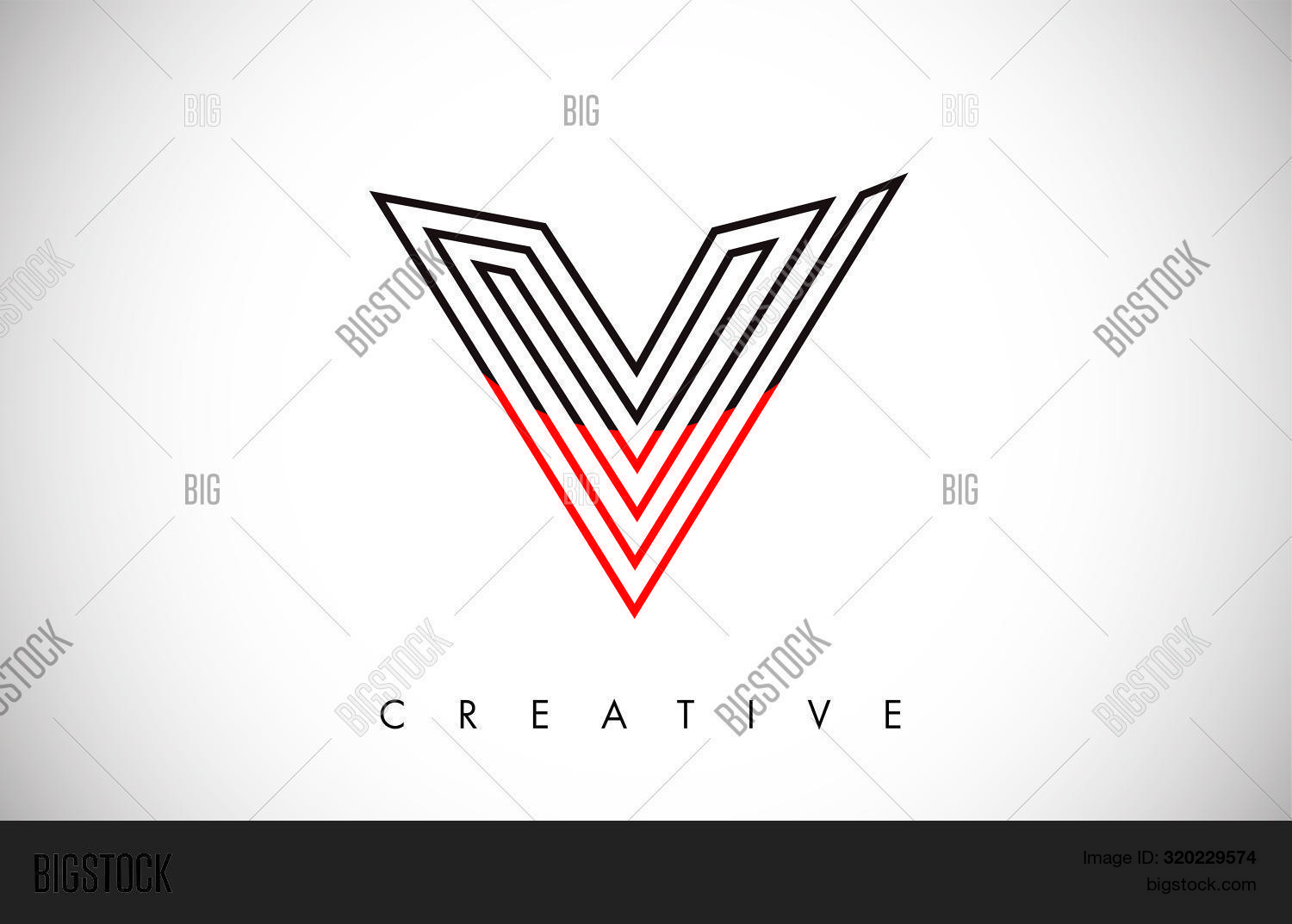 V Black Red Letter Vector & Photo (Free Trial) | Bigstock