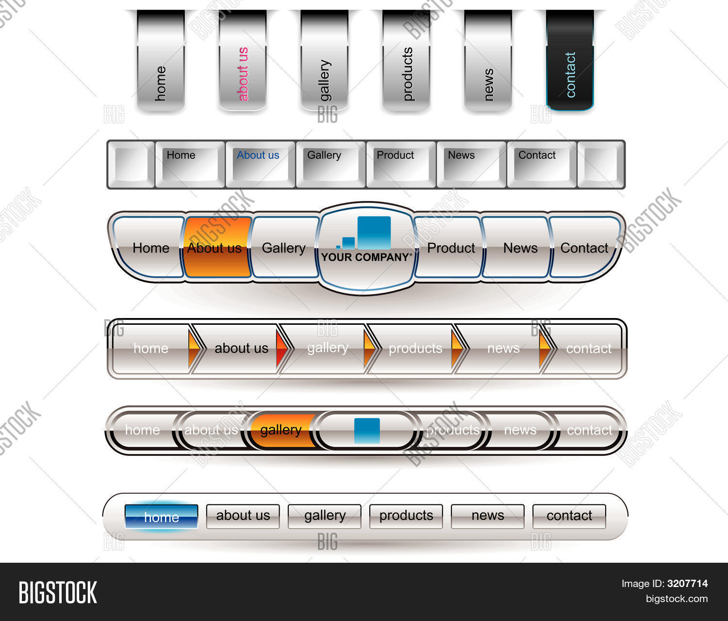 White Menu Buttons Vector & Photo (Free Trial) | Bigstock