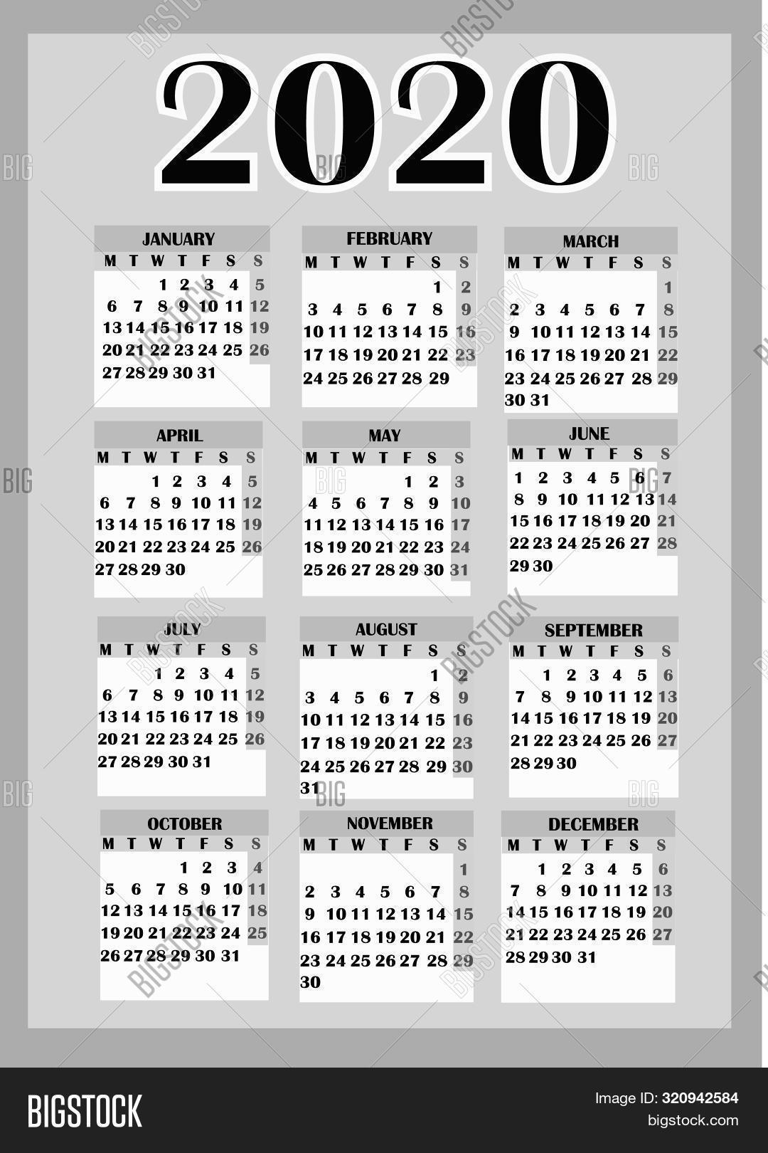 Year 2020 Calendar. Image & Photo (Free Trial) | Bigstock