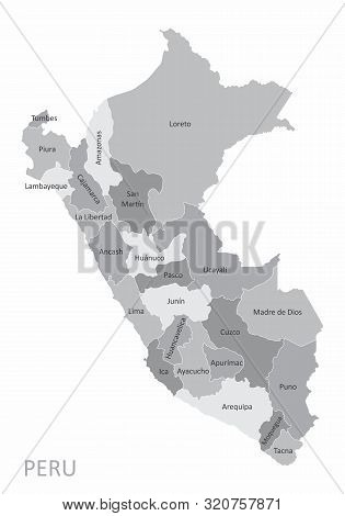 Peru Map Divided Into Vector & Photo (Free Trial) | Bigstock