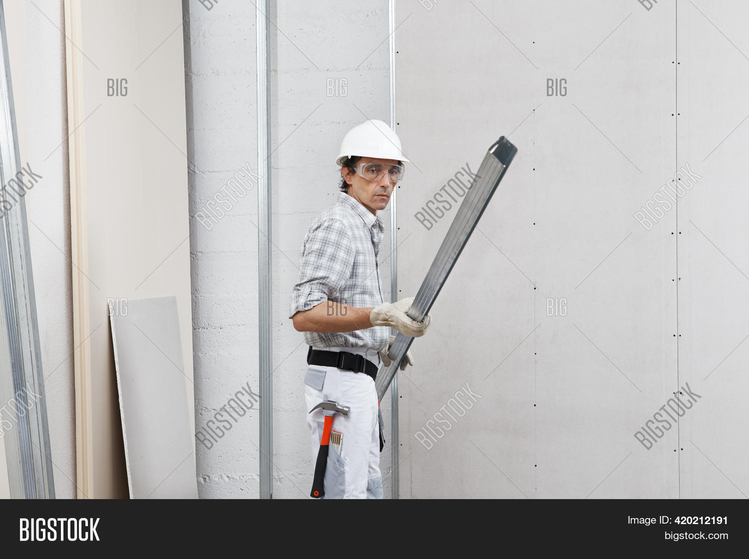 Man Worker Drywall Image & Photo (Free Trial) | Bigstock