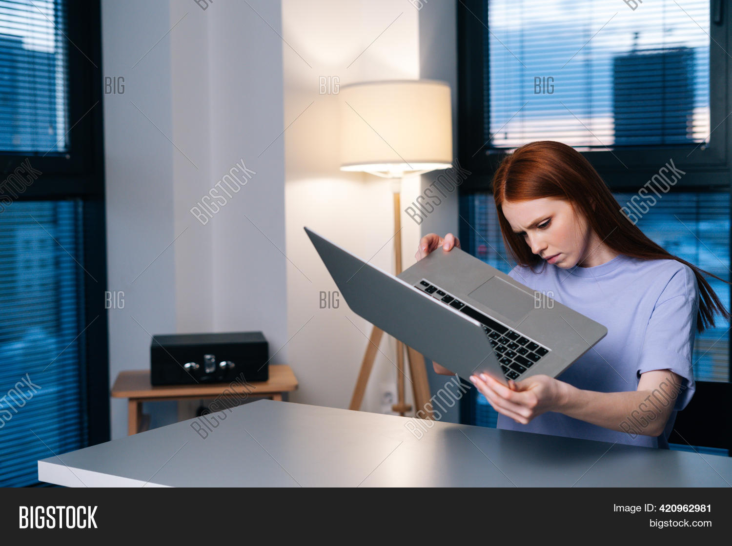 Confused Woman At Computer