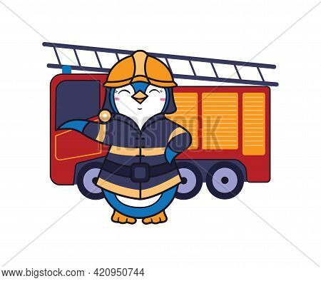 Cute Penguin Fireman Vector & Photo (Free Trial) | Bigstock