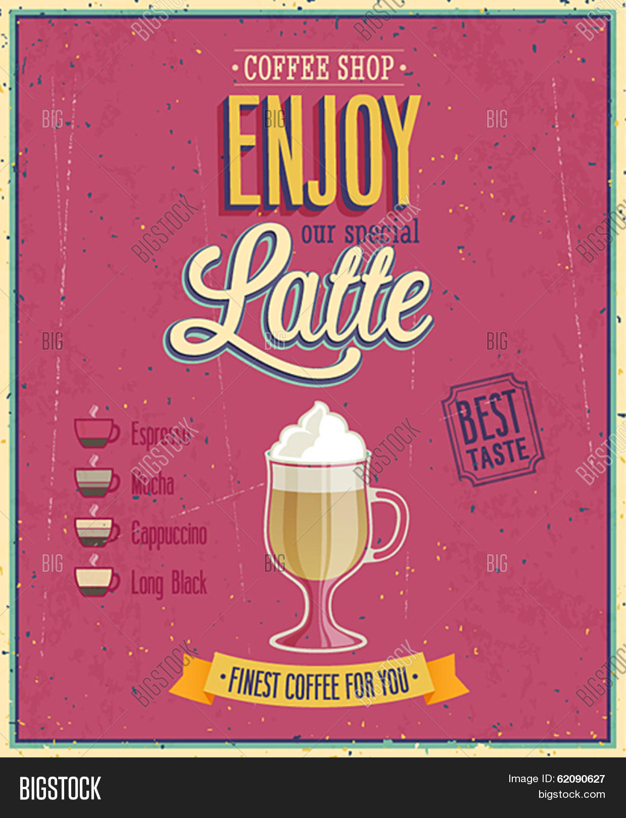 Vintage Latte Poster Vector & Photo (Free Trial) | Bigstock