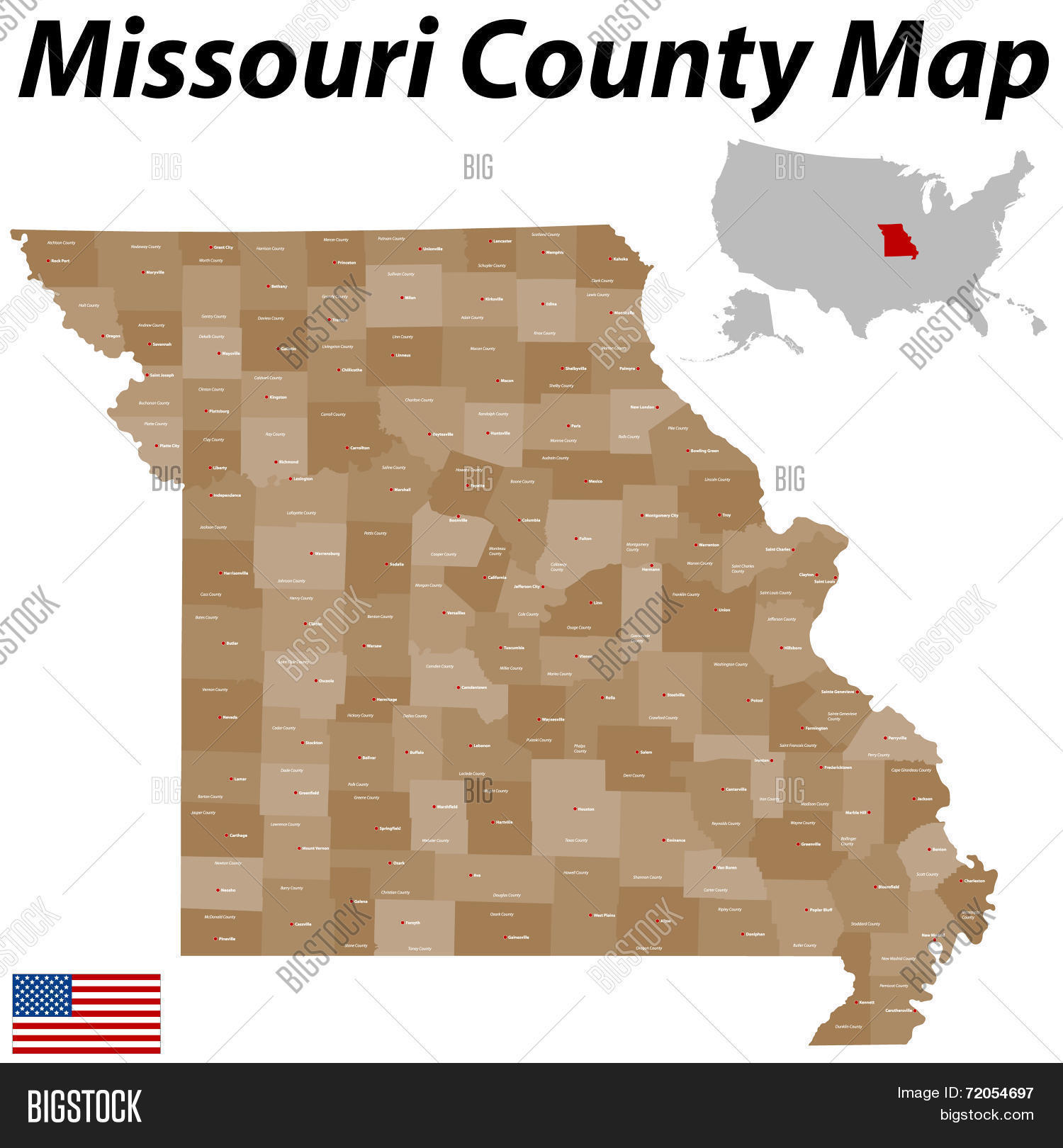 Missouri County Map Vector & Photo (Free Trial) | Bigstock