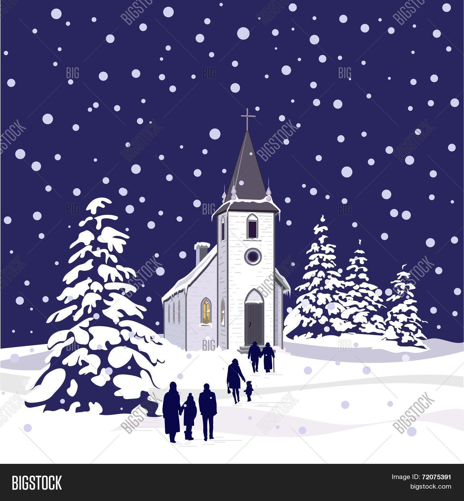 Winter Church Night Vector & Photo (Free Trial) | Bigstock