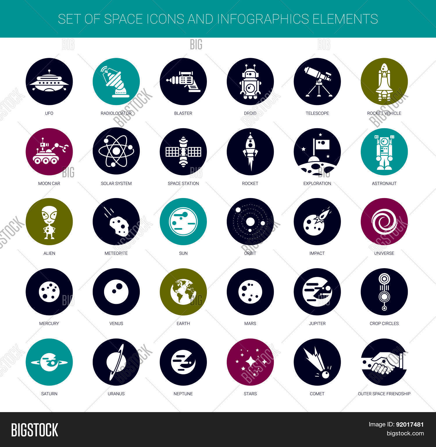 Set Space Icons, Vector & Photo (Free Trial) | Bigstock