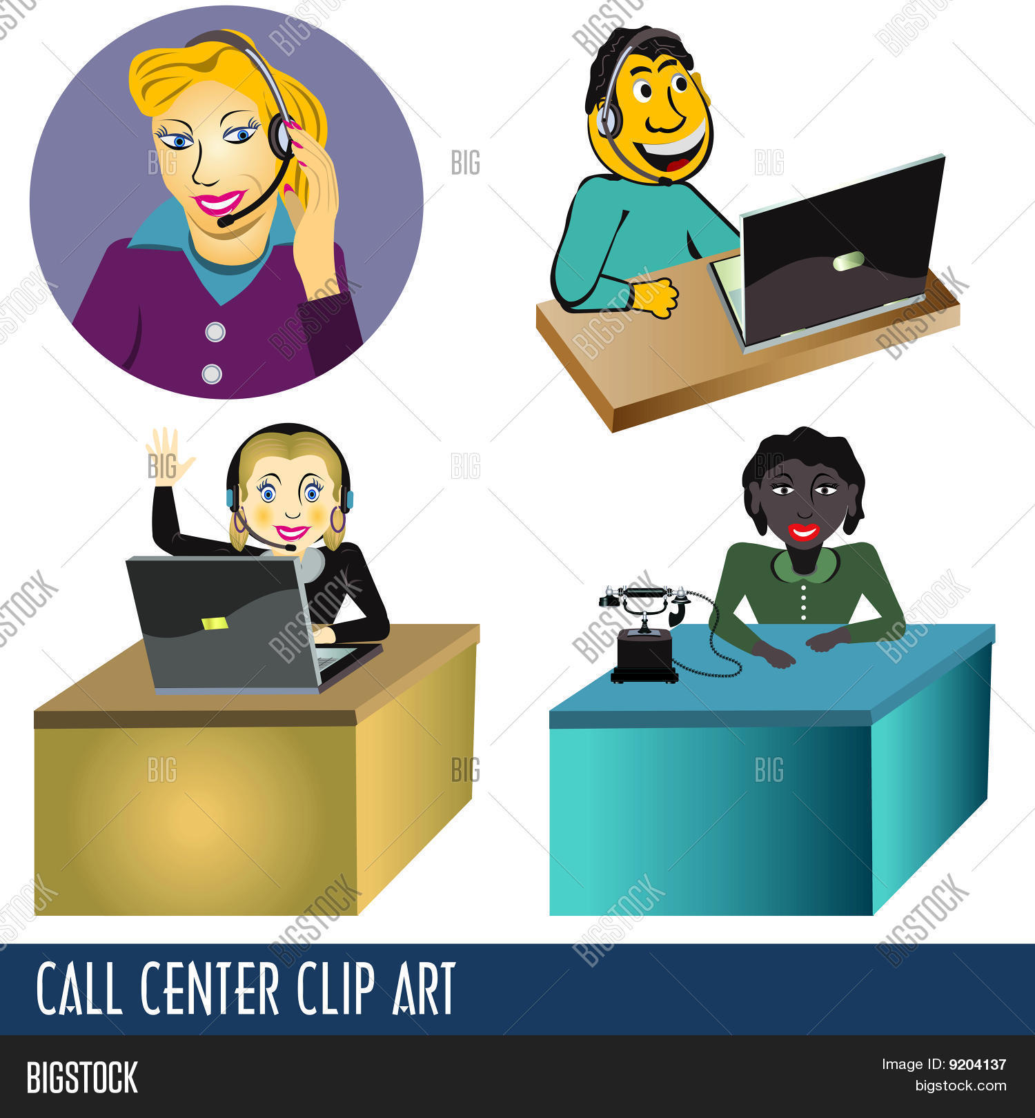 Call Center Clip Art Vector & Photo (Free Trial) | Bigstock