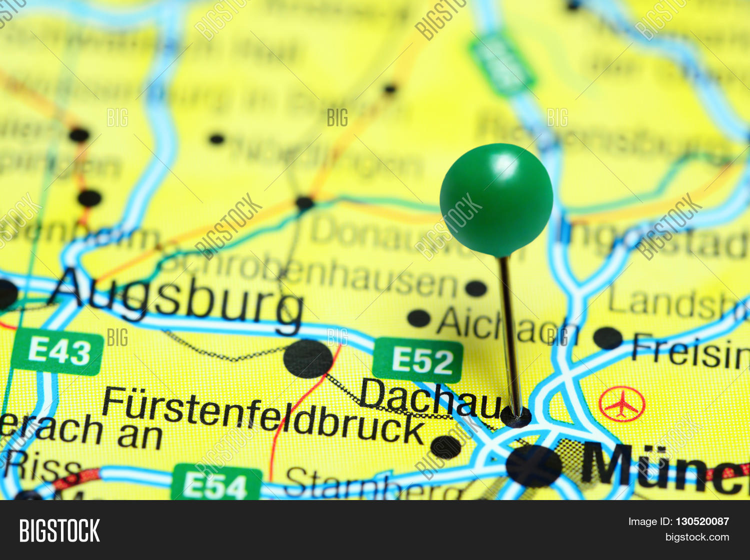 Dachau Pinned On Map Image & Photo (Free Trial) | Bigstock