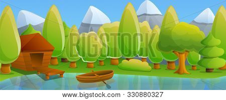 Landscape Boat Lake Vector & Photo (Free Trial) | Bigstock