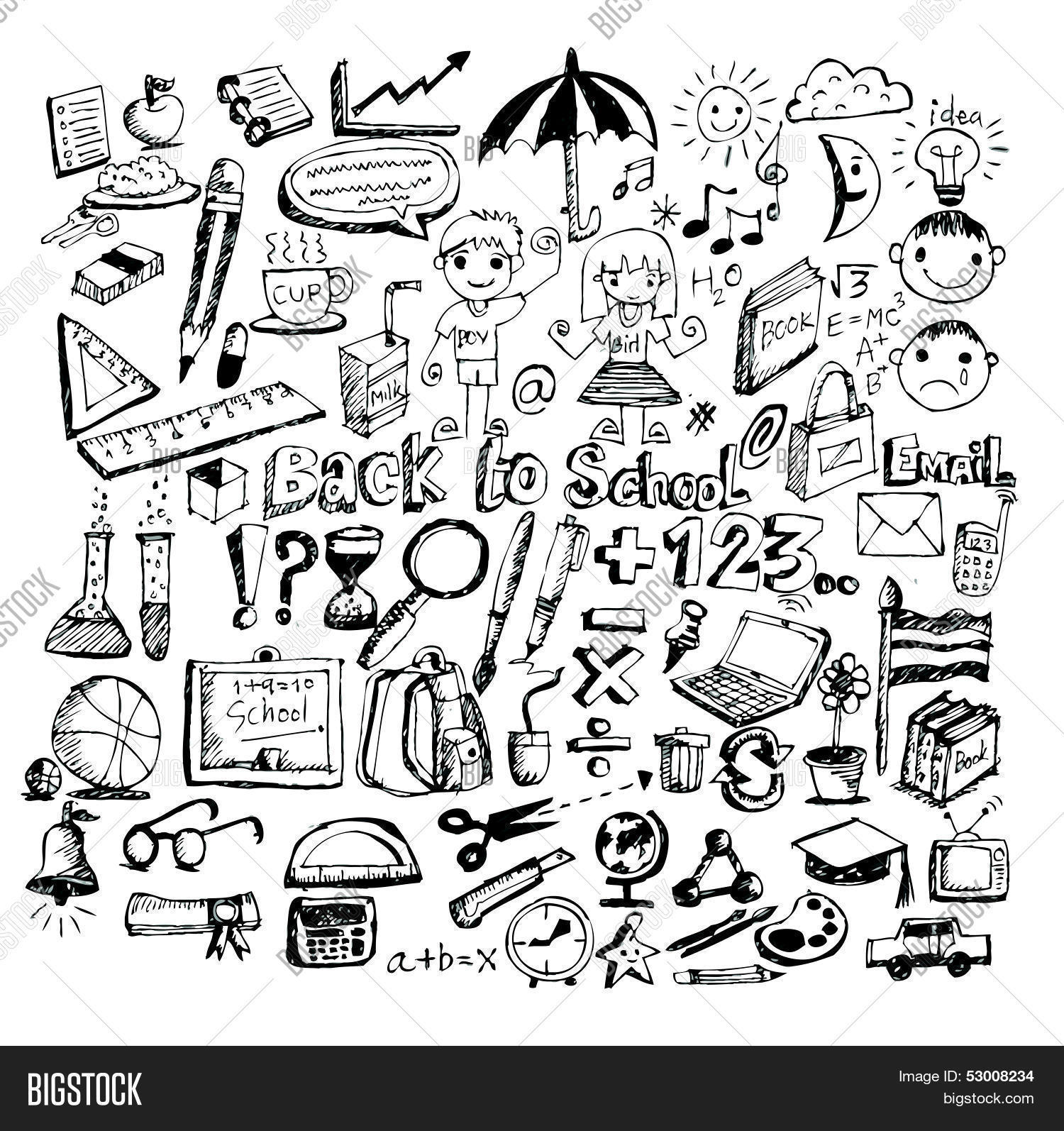 Drawing School Items Vector & Photo (Free Trial) | Bigstock