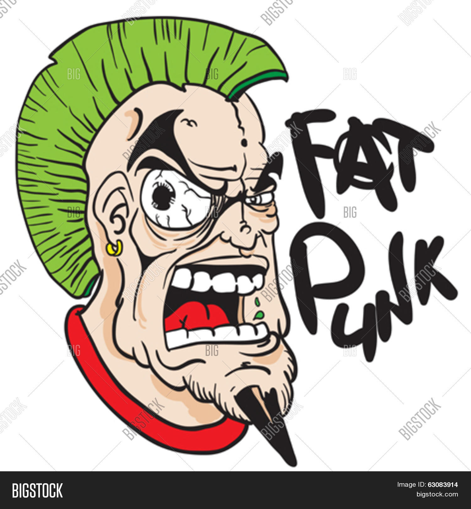 Fat Punk Face Green Vector & Photo (Free Trial) | Bigstock