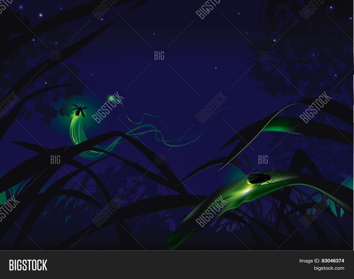 Fireflies Vector & Photo (Free Trial) | Bigstock