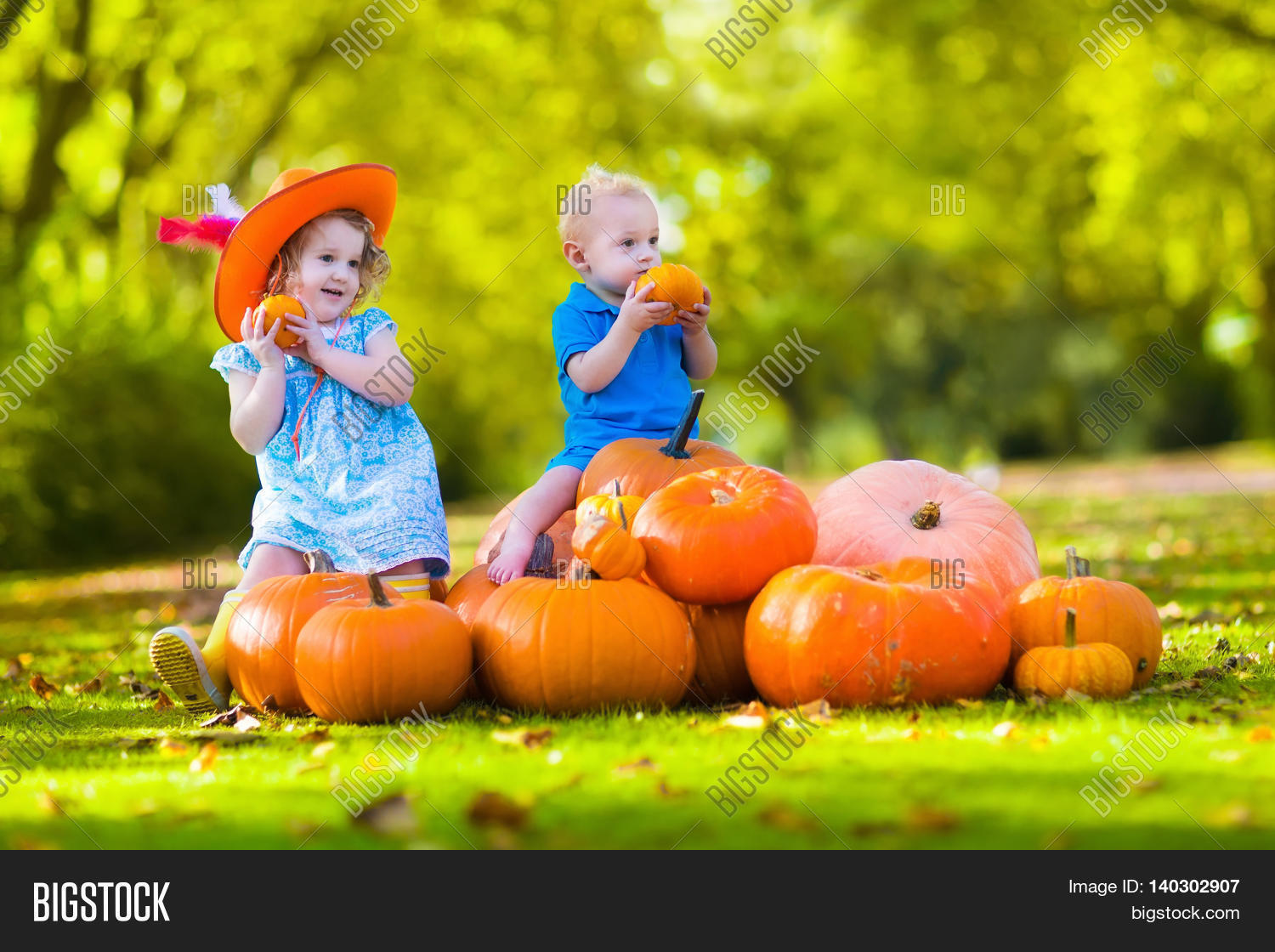 Kids Playing Pumpkin Image & Photo (Free Trial) | Bigstock