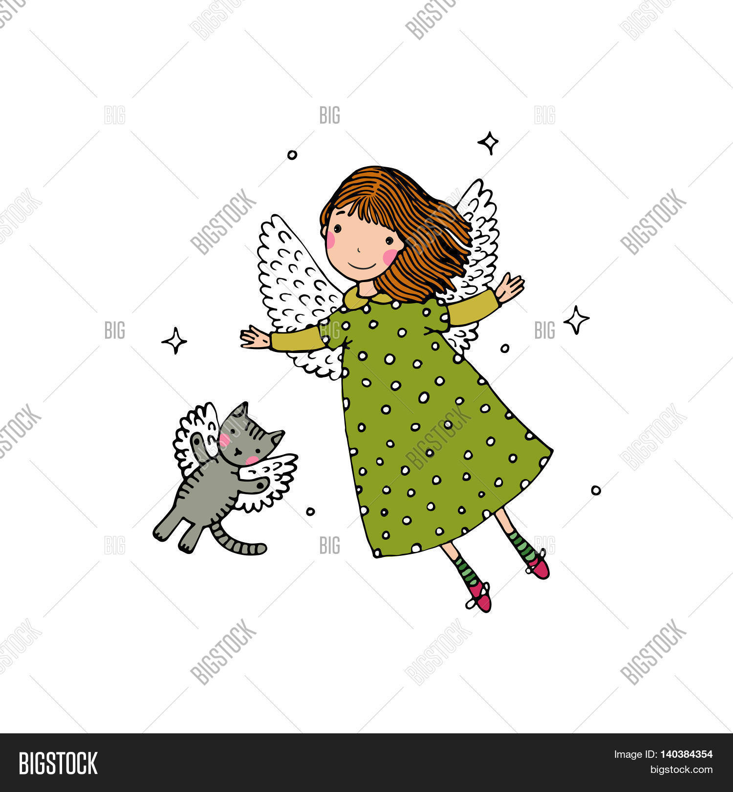 Cartoon Angel Cat. Vector & Photo (Free Trial) | Bigstock