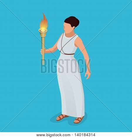 Greek Woman Torch Her Vector & Photo (Free Trial) | Bigstock