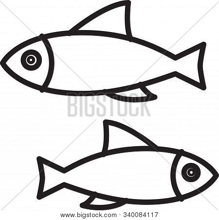 Black Line Fish Icon Vector & Photo (Free Trial) | Bigstock