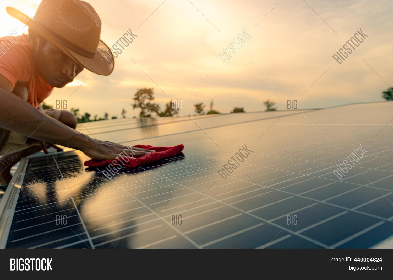 Man Cleaning Solar Image & Photo (Free Trial) | Bigstock