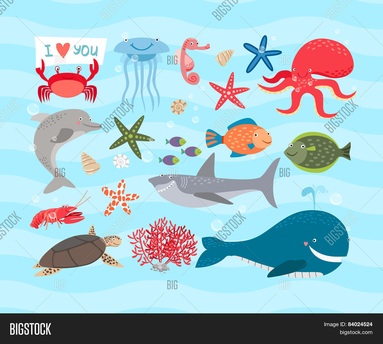 Vector Cute Sea Vector & Photo (Free Trial) | Bigstock