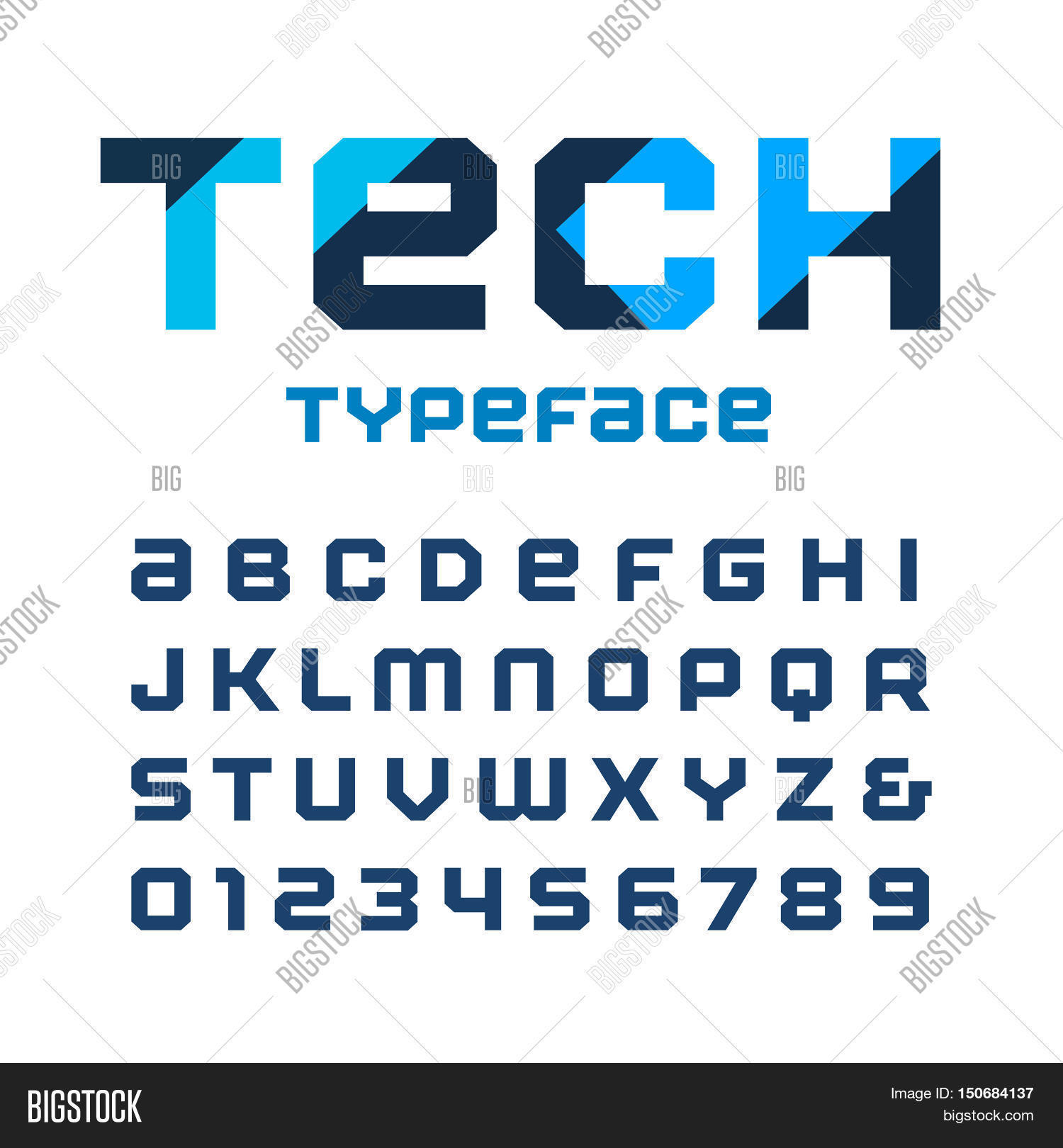 Tech Square Font. Vector & Photo (Free Trial) | Bigstock