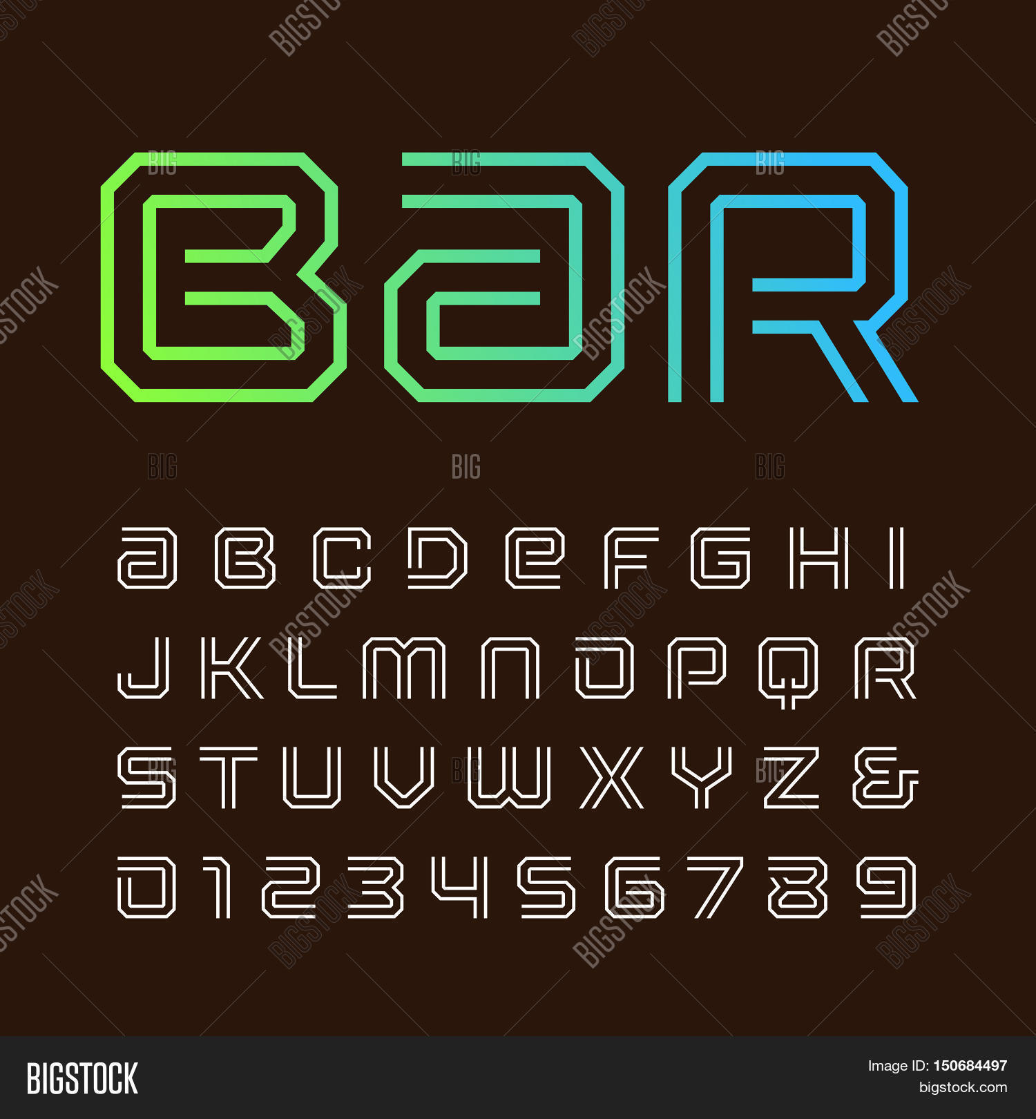 Linear Font. Vector Vector & Photo (Free Trial) | Bigstock
