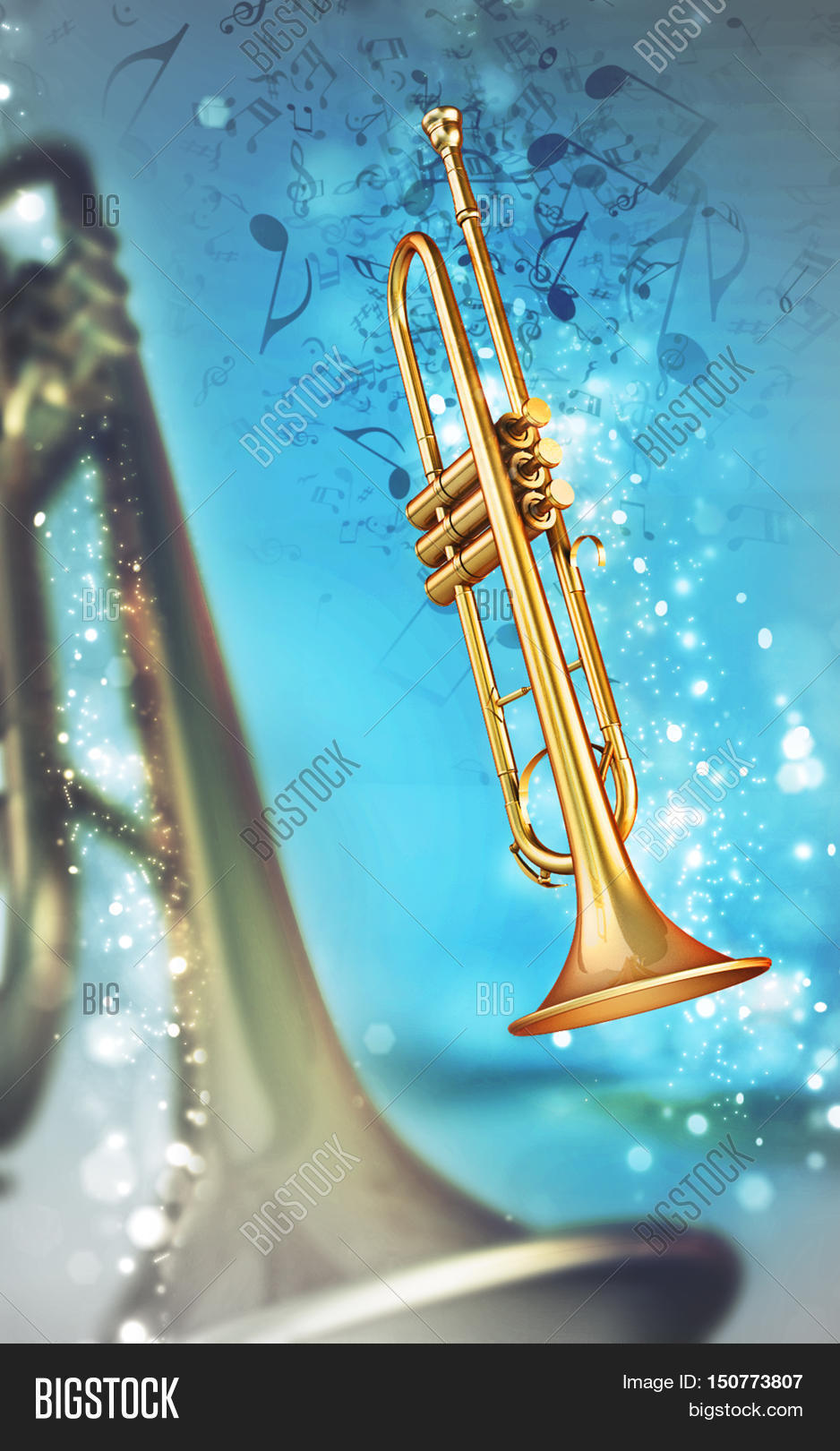 3d Trumpet On Shine Image & Photo (Free Trial) | Bigstock