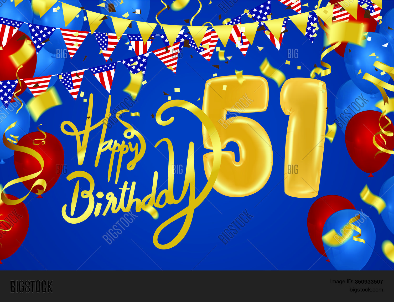 Happy Birthday 51th Vector & Photo (Free Trial) | Bigstock